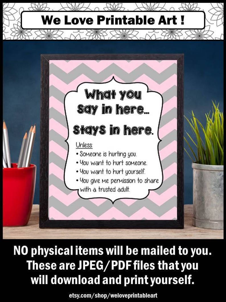 Pink Gray Counselor Office Decor Confidentiality Poster - Etsy
