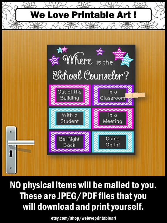 Where is the Counselor Door Sign School Counseling Printable | Etsy
