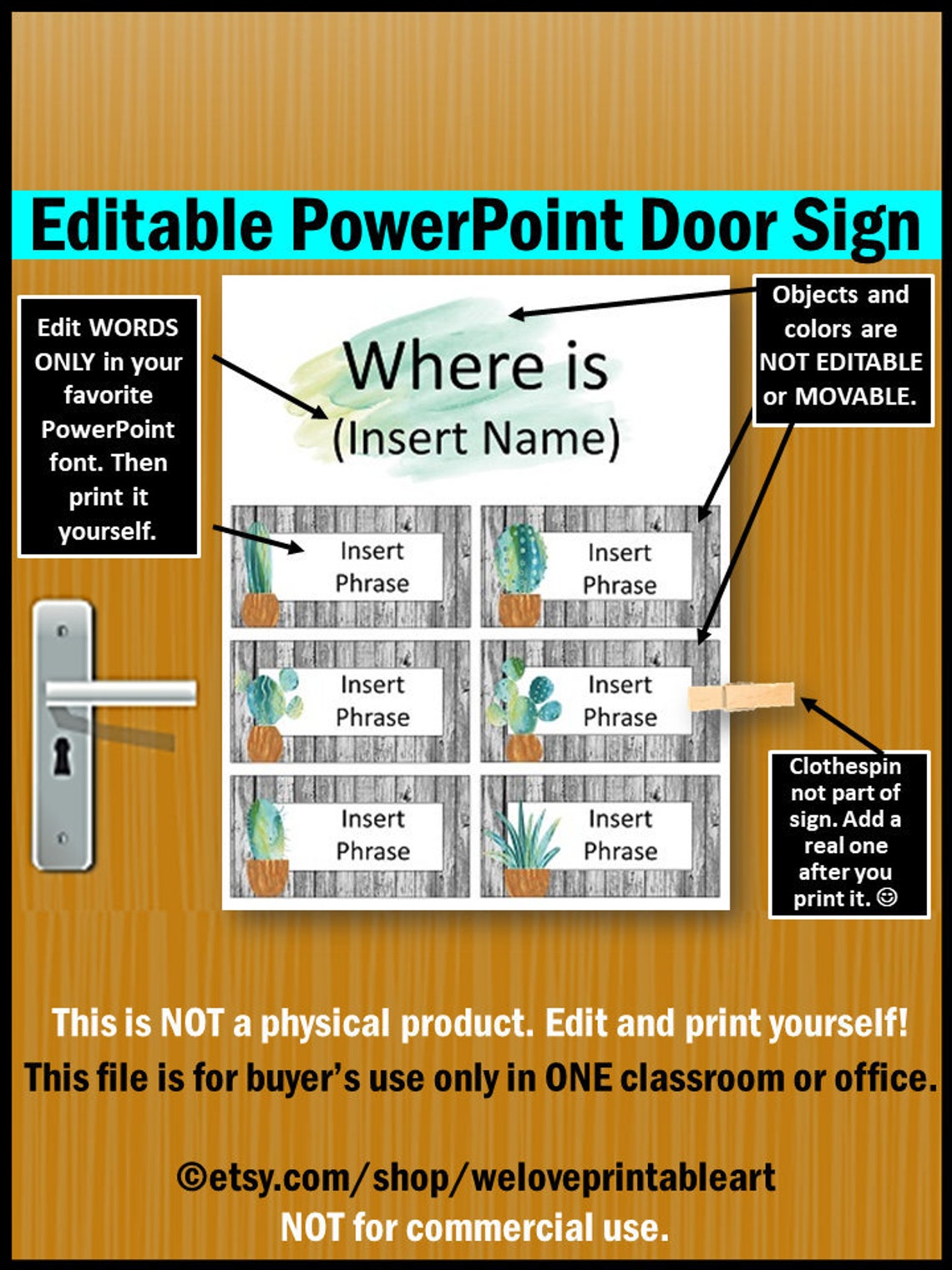 Succulent Office Decor, Editable Door Signs, Where is the Door Sign ...