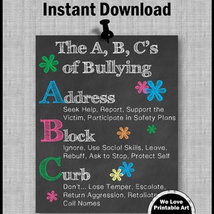 Anti Bullying Poster, Printable Classroom Decor, Classroom Decorations ...