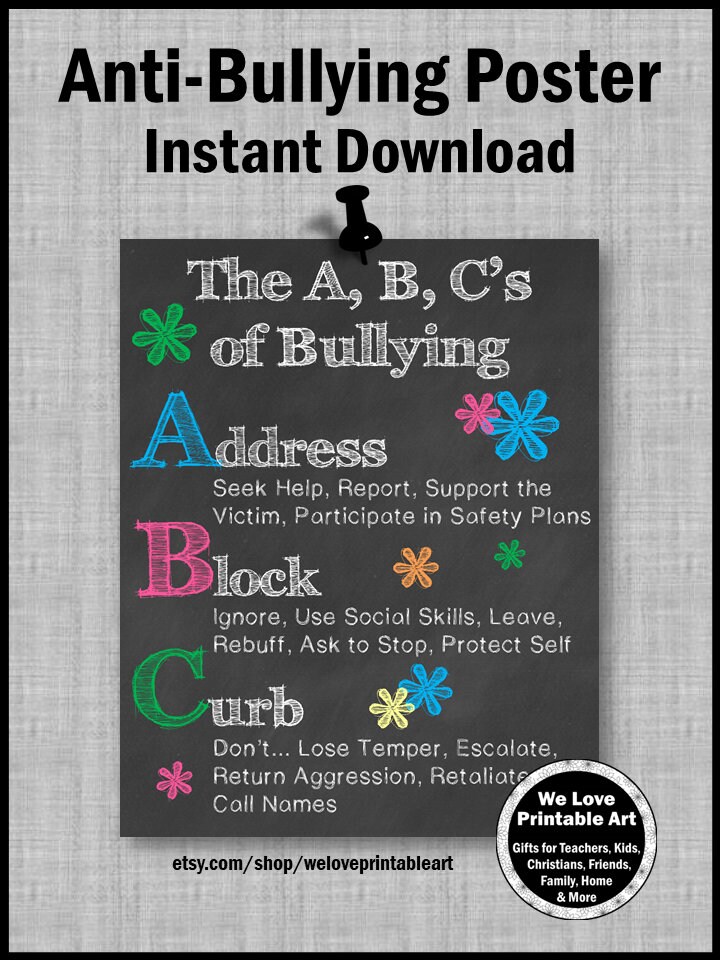 Anti Bullying Poster, Printable Classroom Decor, Classroom Decorations ...