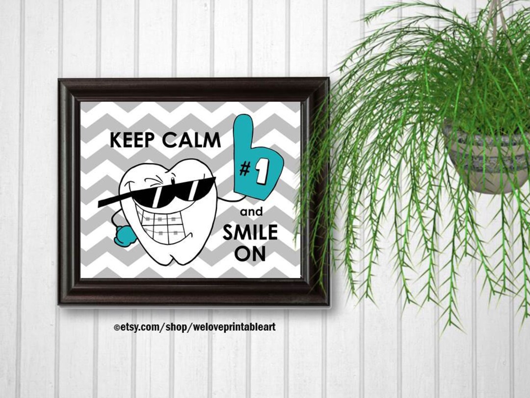 Gift for Orthodontist Braces Teeth Office Decor, Teal and Gray, Keep ...
