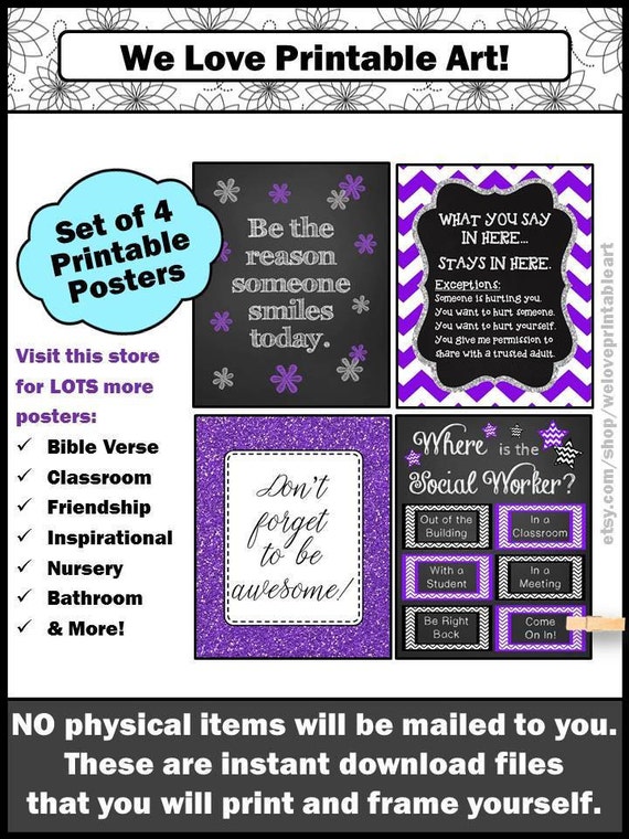 Social Worker Gift BUNDLE Door Sign Office Decor PRINTABLE | Etsy
