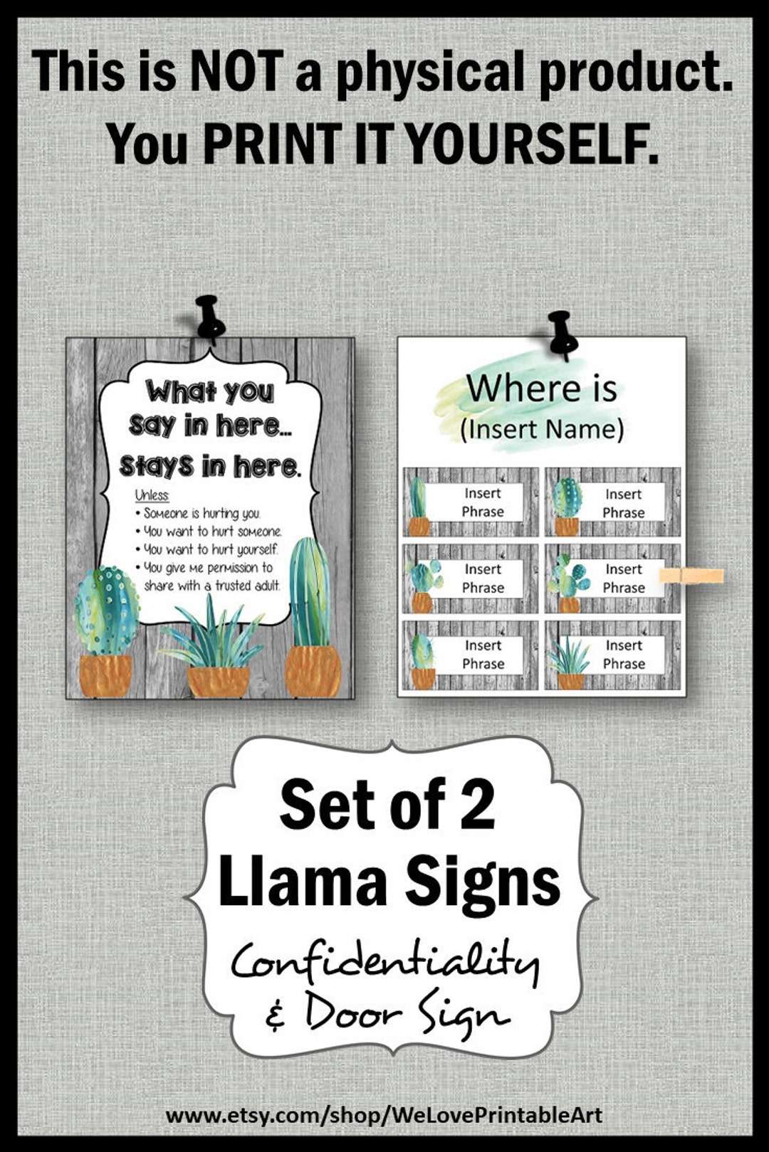 Succulent Office Decor, Editable Office Door Sign, Personalized ...