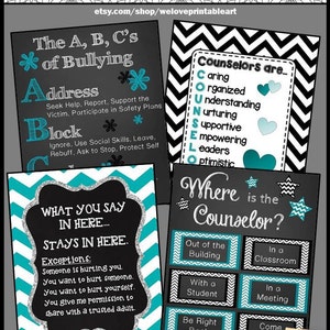 Black and Teal School Counselor Office Decor Gifts, Not Editable ...