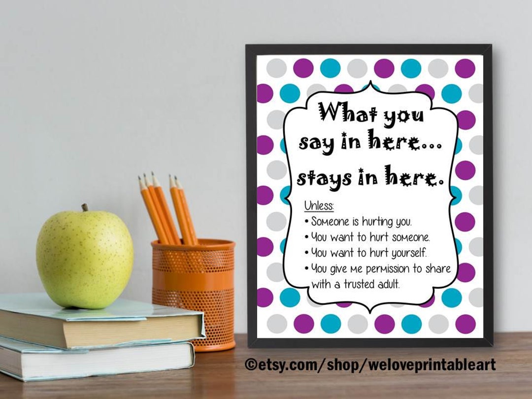 What You Say in Here Stays in Here Poster, Counselor Office Decor ...