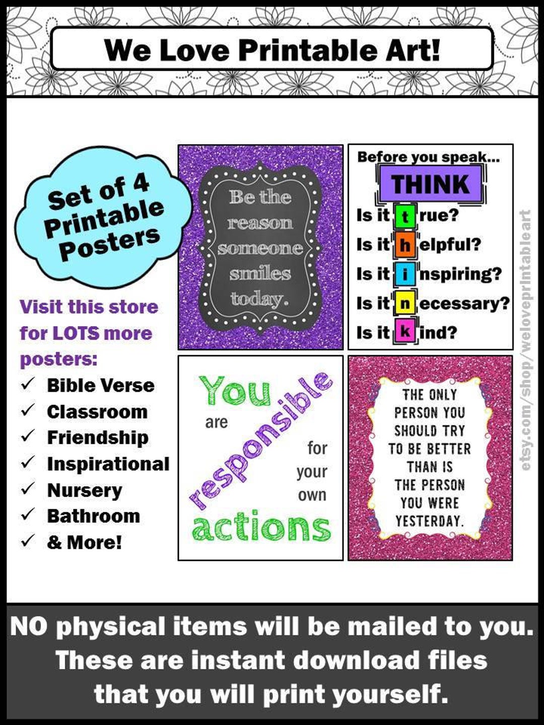 Classroom Rules Poster, Educational Wall Art, Quotes Sign BUNDLE ...