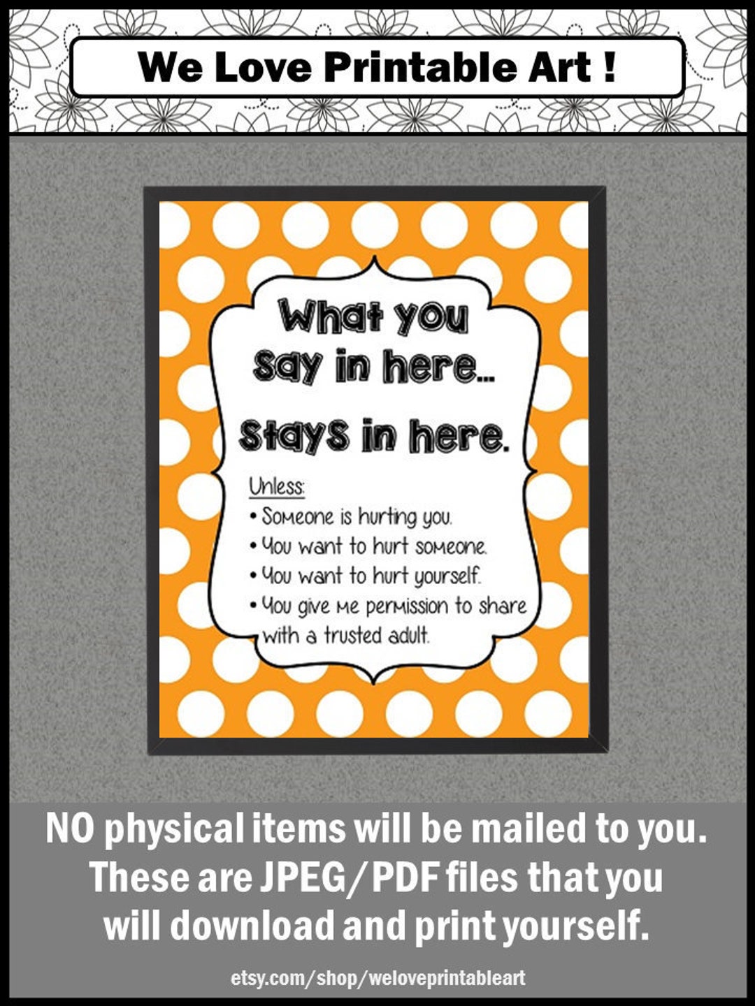 Confidentiality Poster, What You Say in Here Stays in Here, School ...