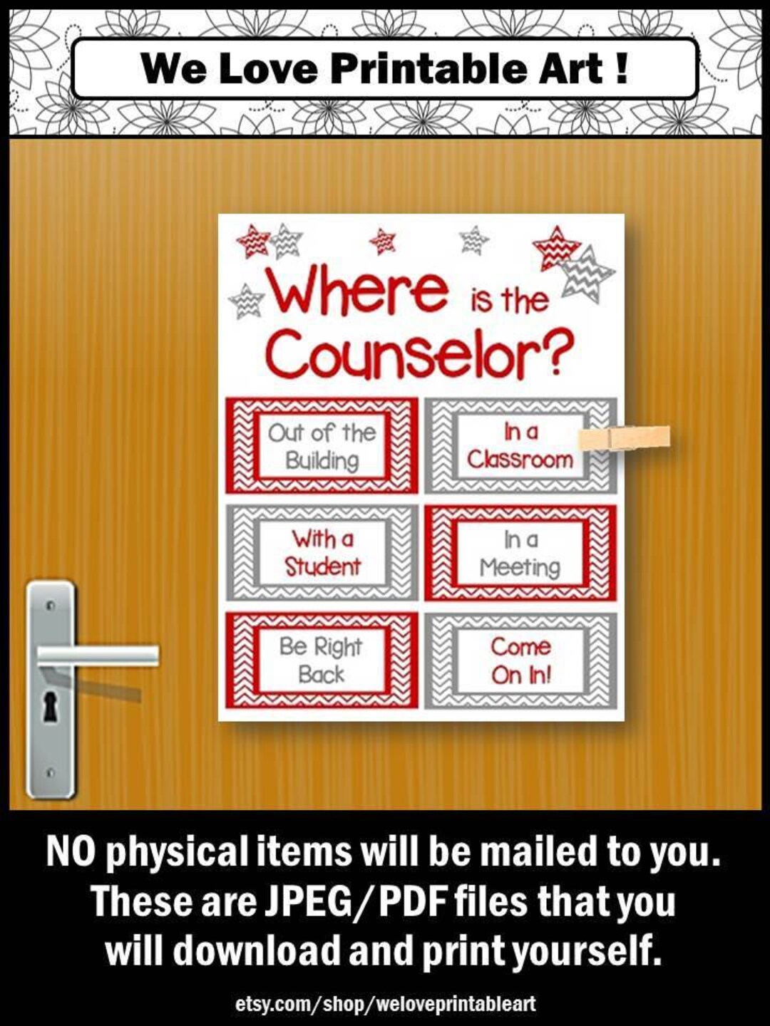 Where is the Counselor Door Sign, Red Gray White, Counseling ...