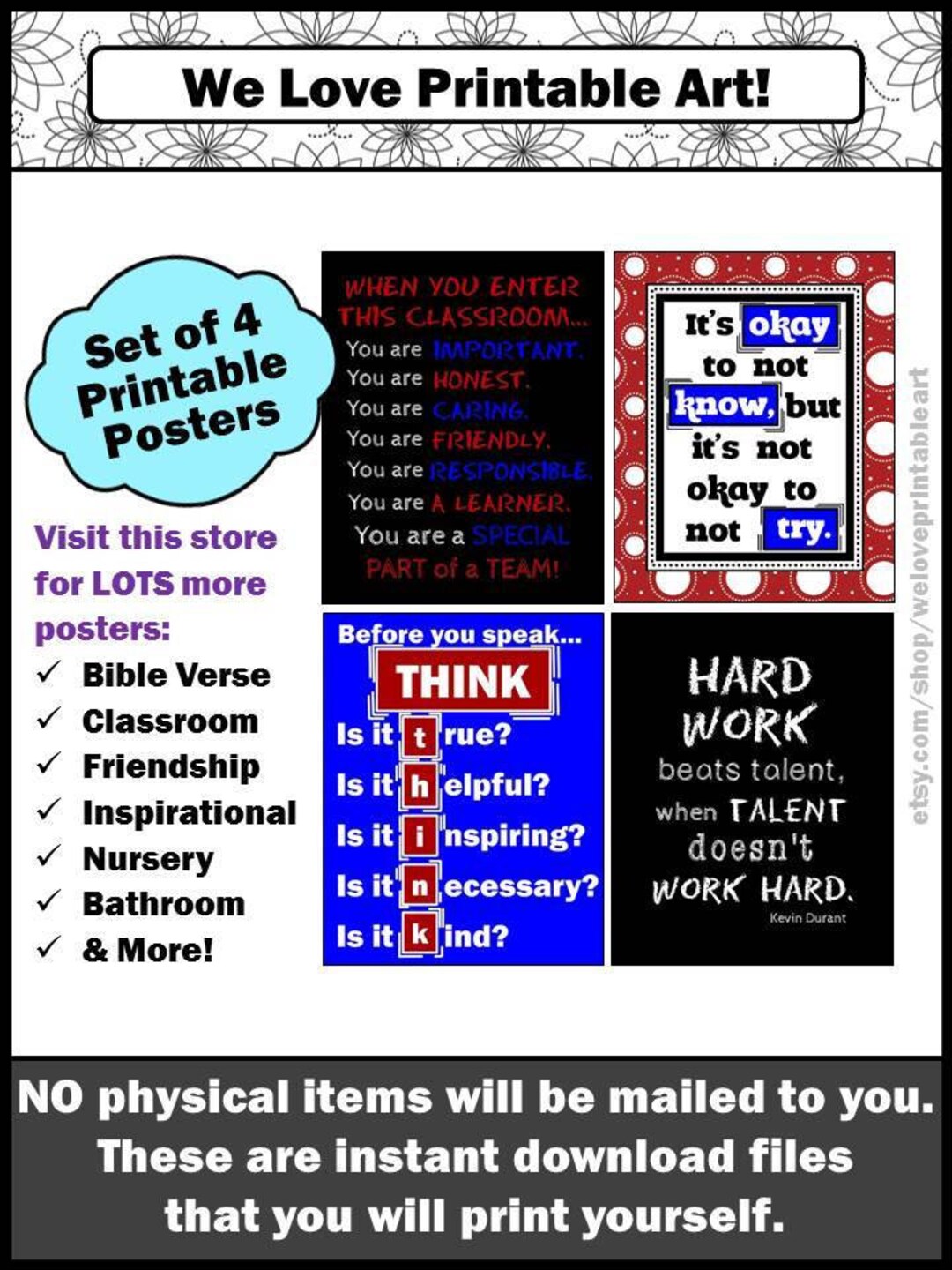 Blue and Red Classroom Posters Elementary, Classroom Decor Printable ...