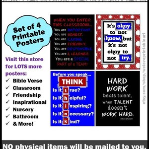 Blue and Red Classroom Posters Elementary, Classroom Decor Printable ...