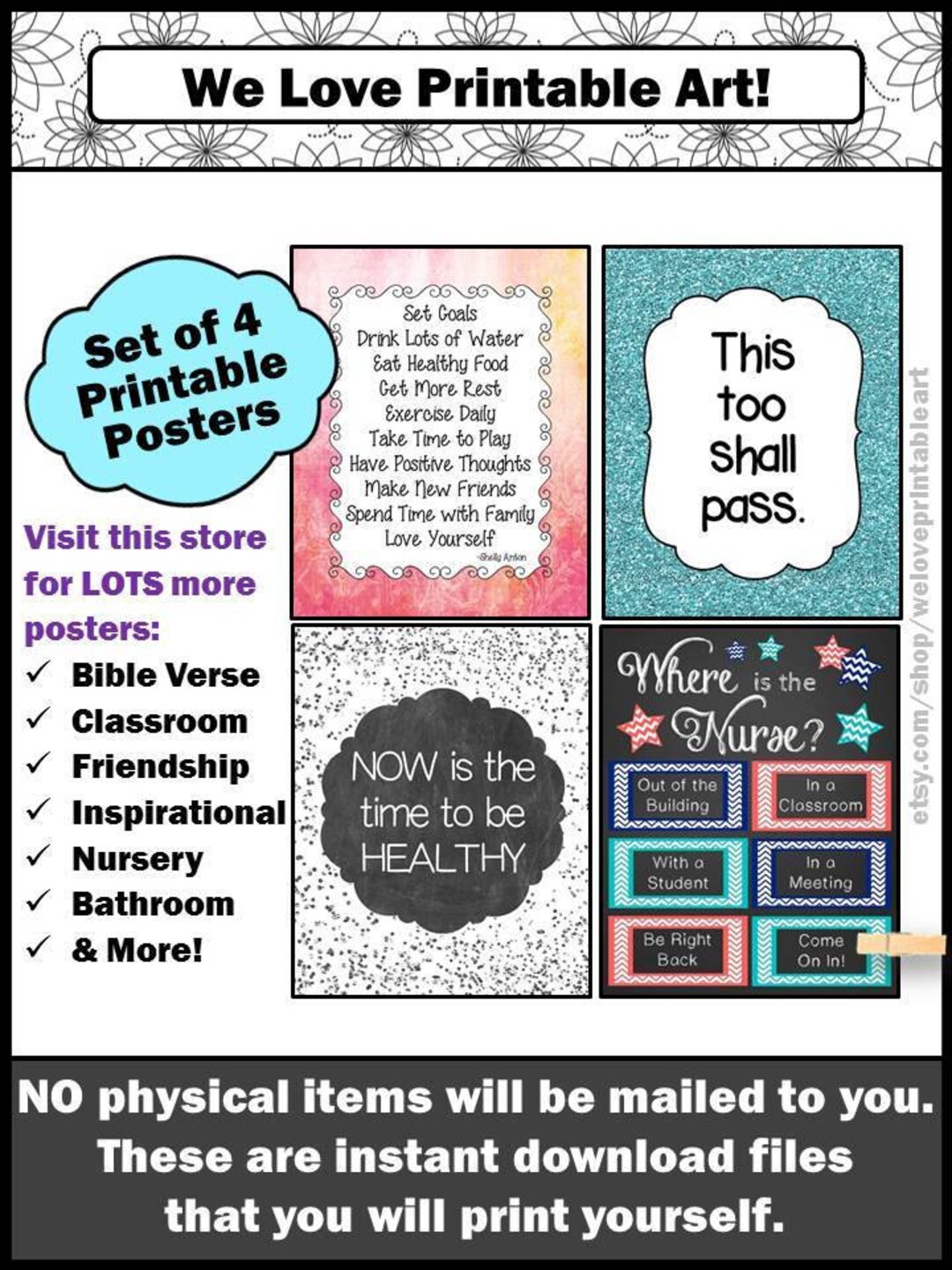 School Nurse Decorations Poster BUNDLE Office Door Sign, Thank You ...