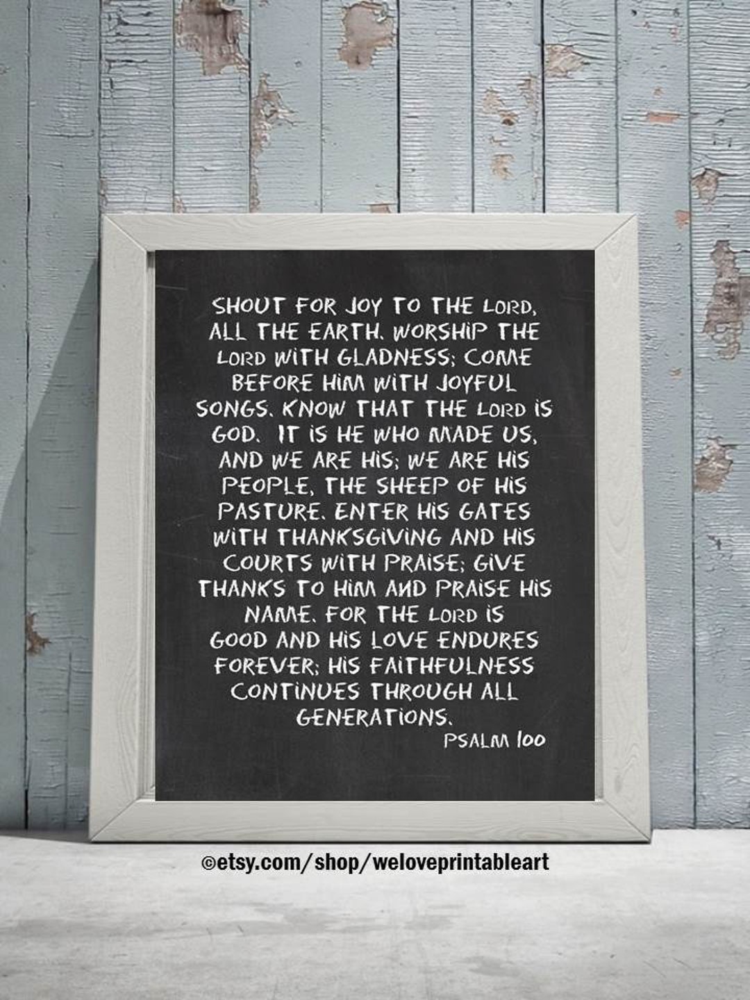 Scripture Sign, Printable Bible Verse Art, Digital Download, Psalm 100 ...