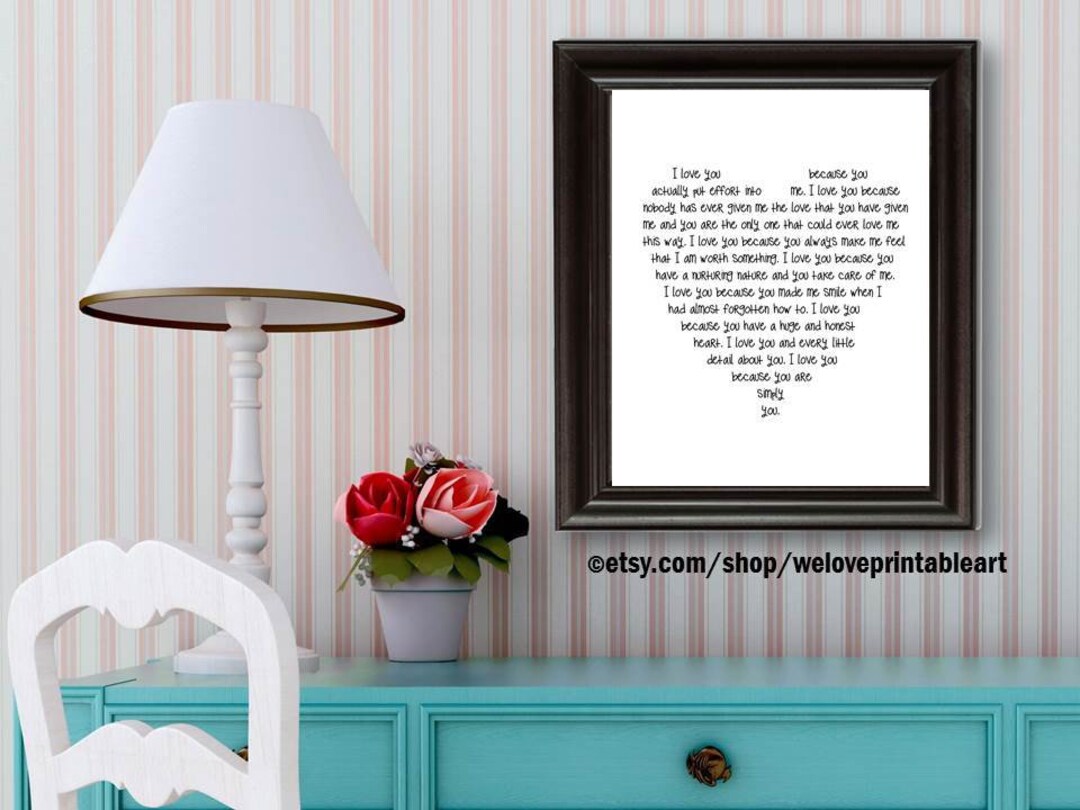 I Love You Because, Gift Ideas for Her, I Love You Poem, Gift Ideas for ...