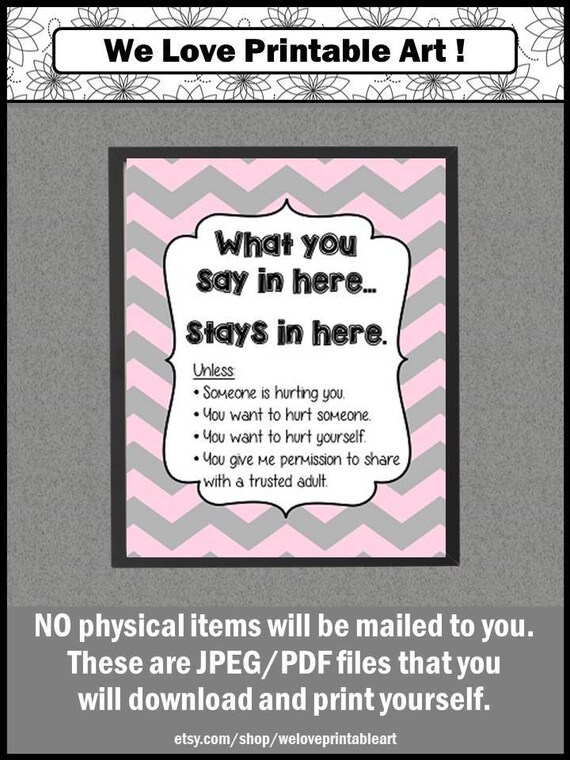 Pink Gray Counselor Office Decor Confidentiality Poster - Etsy