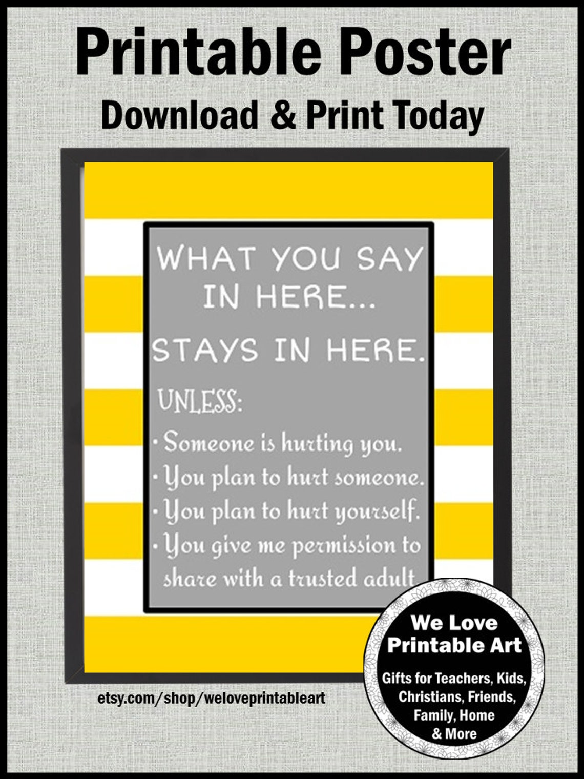 Confidentiality Sign Poster Printable Digital Download | Etsy