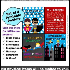 Superhero Theme Classroom Decor Printable, Motivational Wall Art for ...