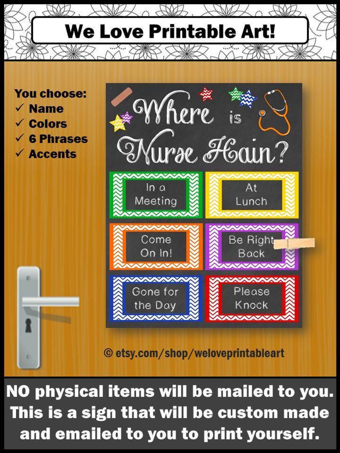 School Nurse Office Sign Custom Name DIGITAL FILE Only, Where is the ...