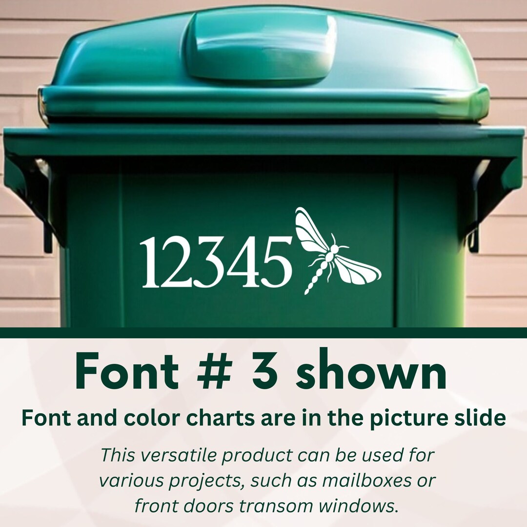 Dragonfly Garbage Can Decal, Trash Can Sticker, Garbage Bin Labels ...