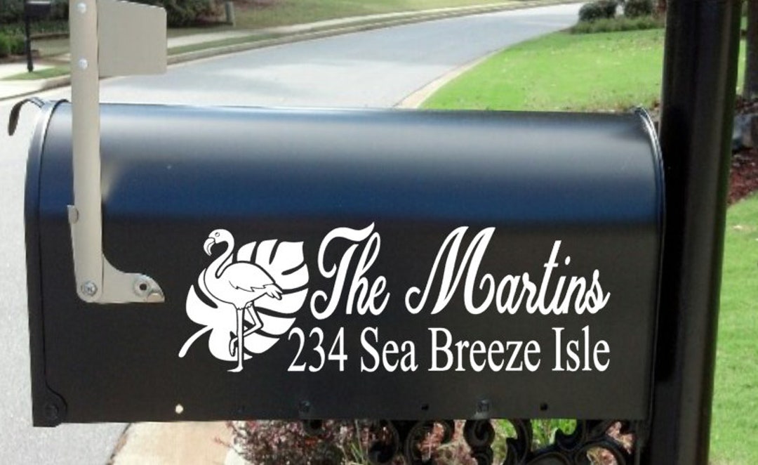Flamingo Mailbox Decal: Tropical Personalized House Label - Etsy