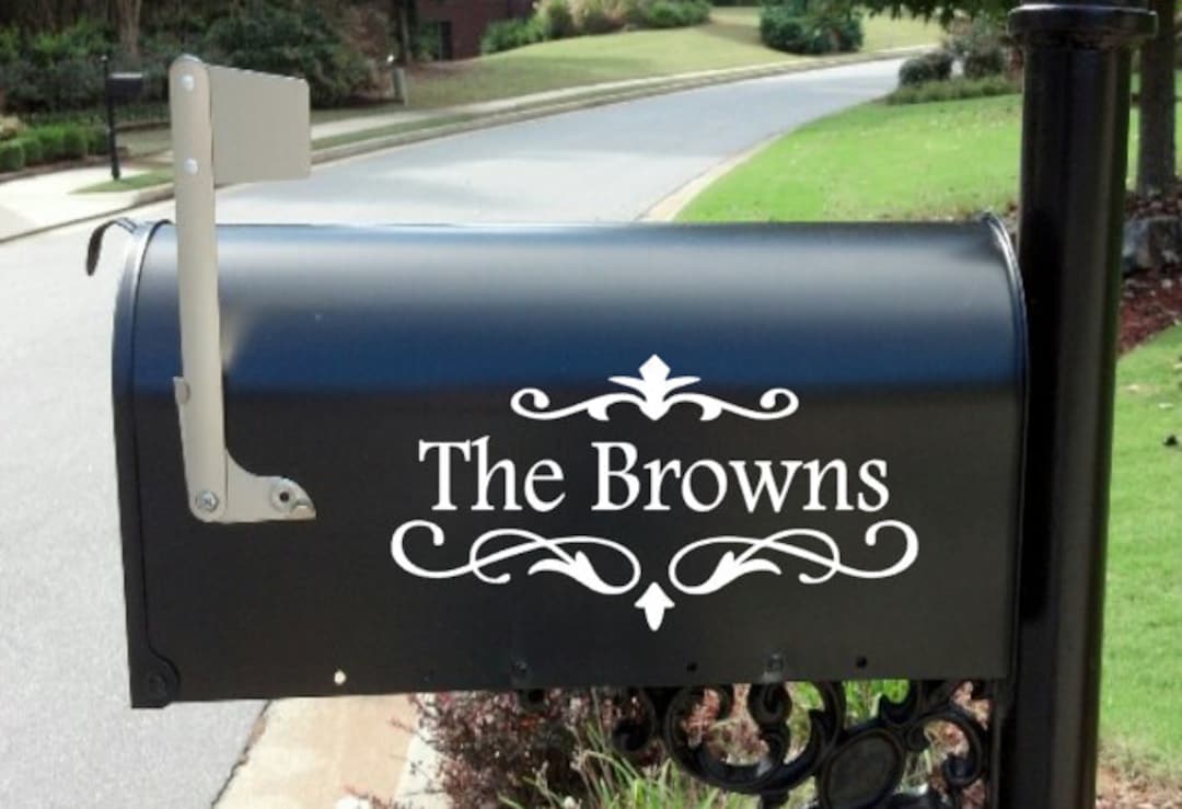 Mailbox Decal personalized Mail Box Decal Scroll Monogram - Etsy