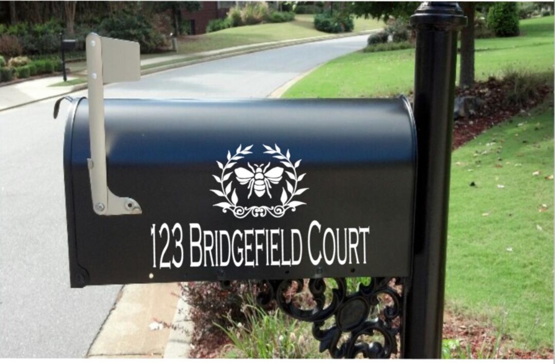 Mailbox Decal / Monogram Mailbox Decal / Personalized Mailbox Bee ...