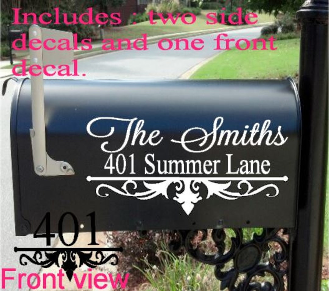 Mailbox Decal Set of 3 Includes Two Sides and One Front Personalized ...