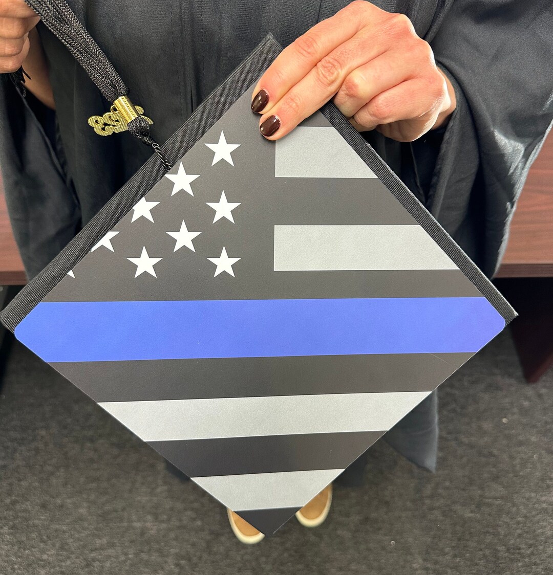 Grad Cap Topper Thin Blue Line , Graduation Cap Decorations by Tassel ...