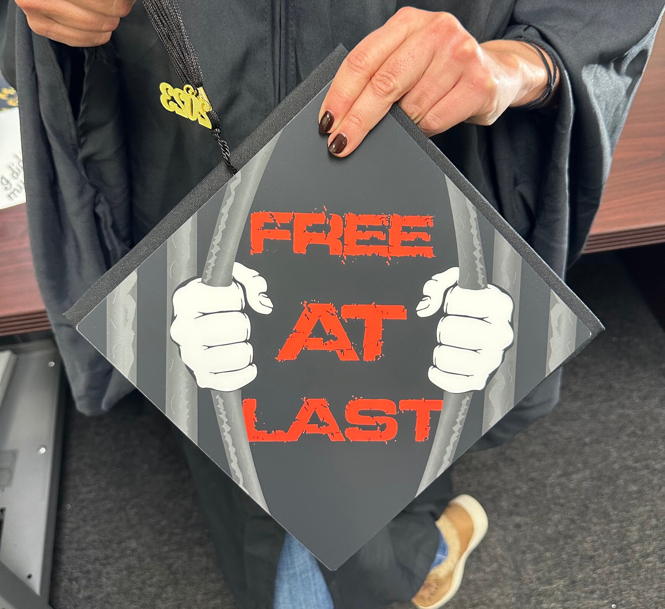 Grad Cap Topper Free at Last , Graduation Cap Decorations by Tassel ...