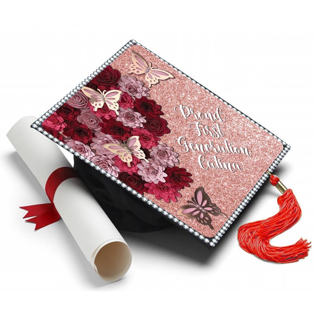 Printed Grad Cap Topper, First Generation Grad Floral Grad Cap ...