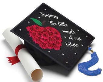 Shiny Green Graduation Cap With Tassel 2024 Date Drop Blank Grad Cap ...