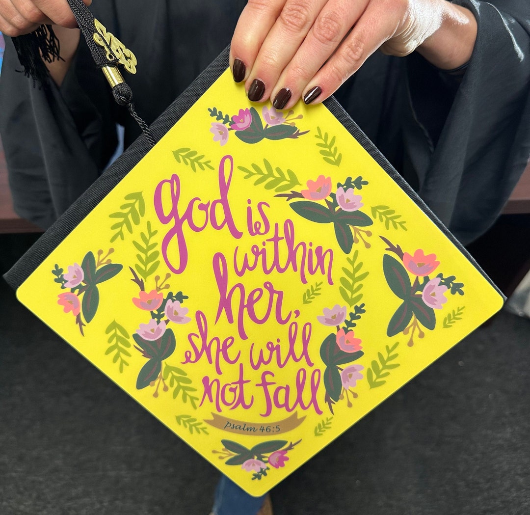 Grad Cap Topper Psalm 46:5 , Graduation Cap Decorations by Tassel ...