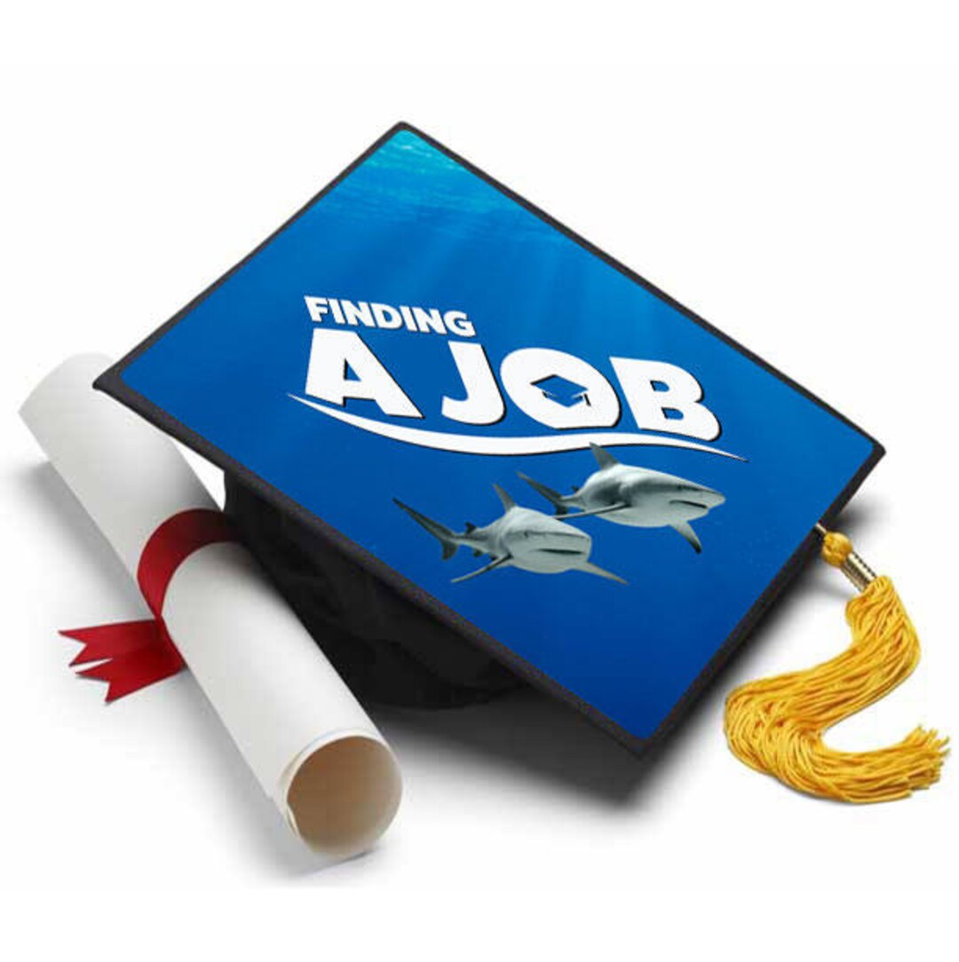 Grad Cap Topper Finding a Job , Graduation Cap Decorations by Tassel ...