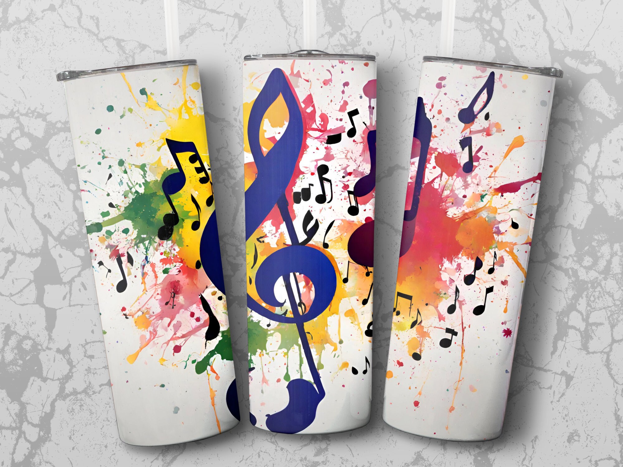 Music Notes With Paint Splatter - Etsy