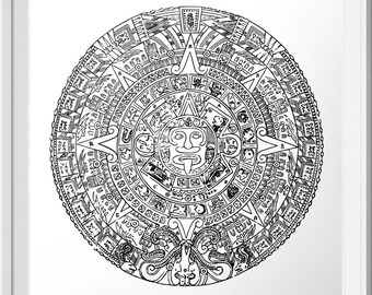 Aztec Calendar Art Printable - Etsy