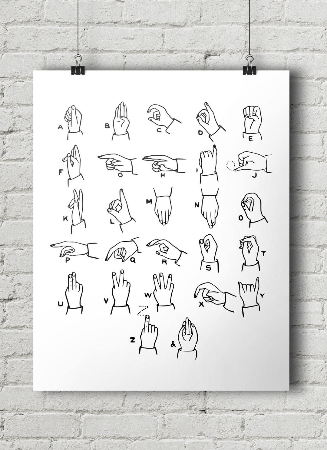 Alphabet Print, Sign Language Print, INSTANT DOWNLOAD, Printable ...
