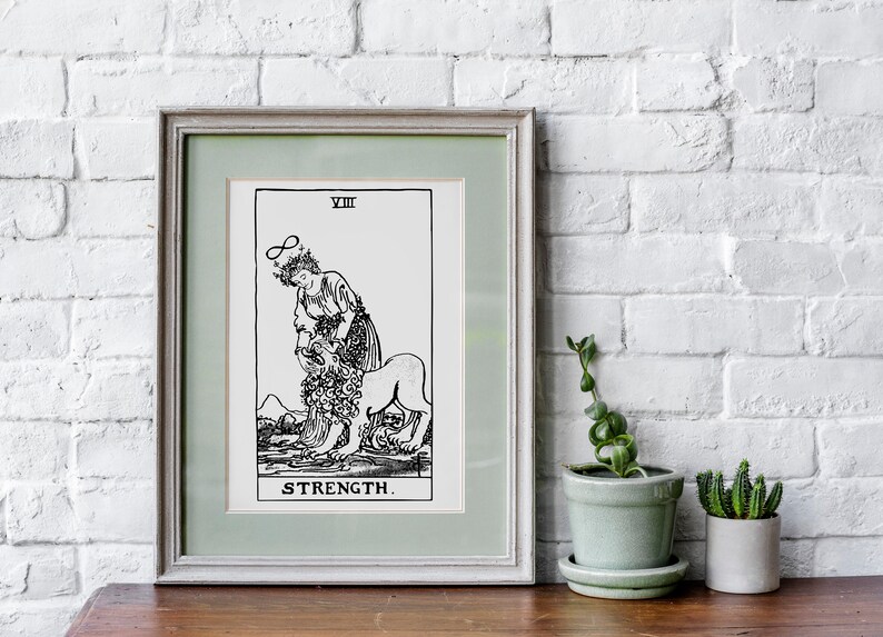 Strength Print Tarot Card Poster Rider Waite Mystic Decor Etsy