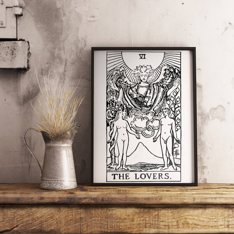 The Lovers Print Tarot Card Poster Rider Waite Couple Etsy