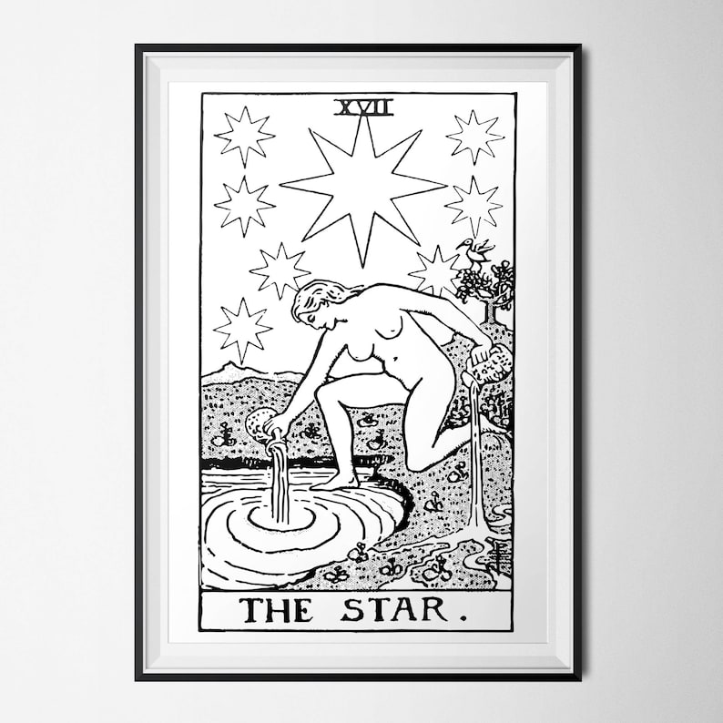 The Star Print Tarot Card Poster Rider Waite Faith Hope Etsy