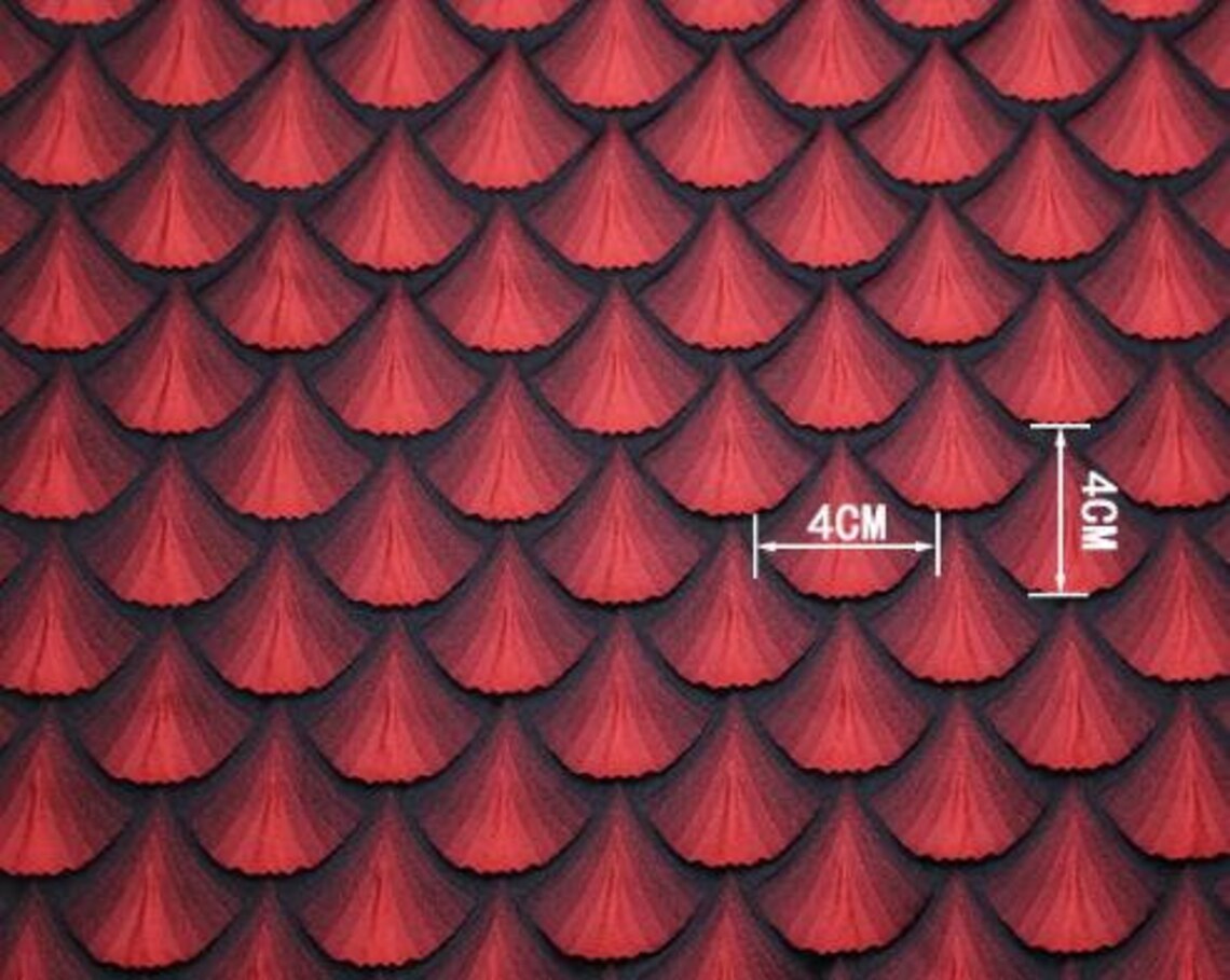 Black Red Jacquard Fabric, Fish Scale Style Jacquard Fabric, Cosplay ...