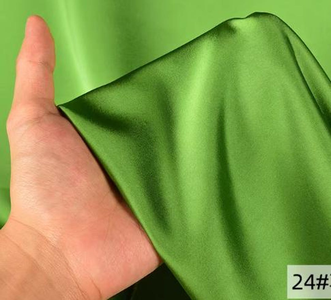 Green Series - Apple Green Color Acetate Satin Fabric With Bright Gloss ...
