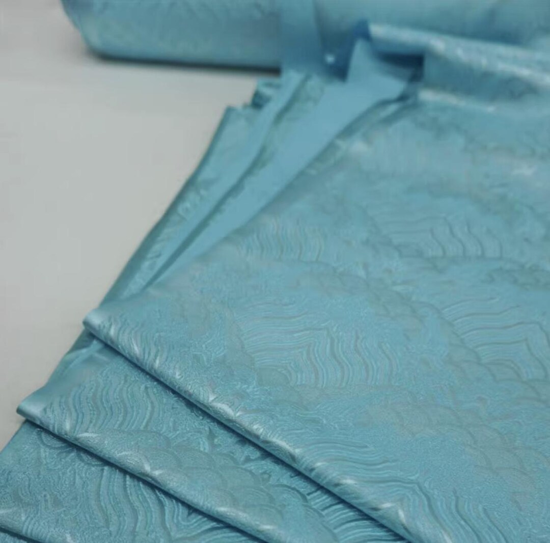 Light Blue Color Brocade Fabric, Jacket Dress Fabric, Jacquard Brocade ...