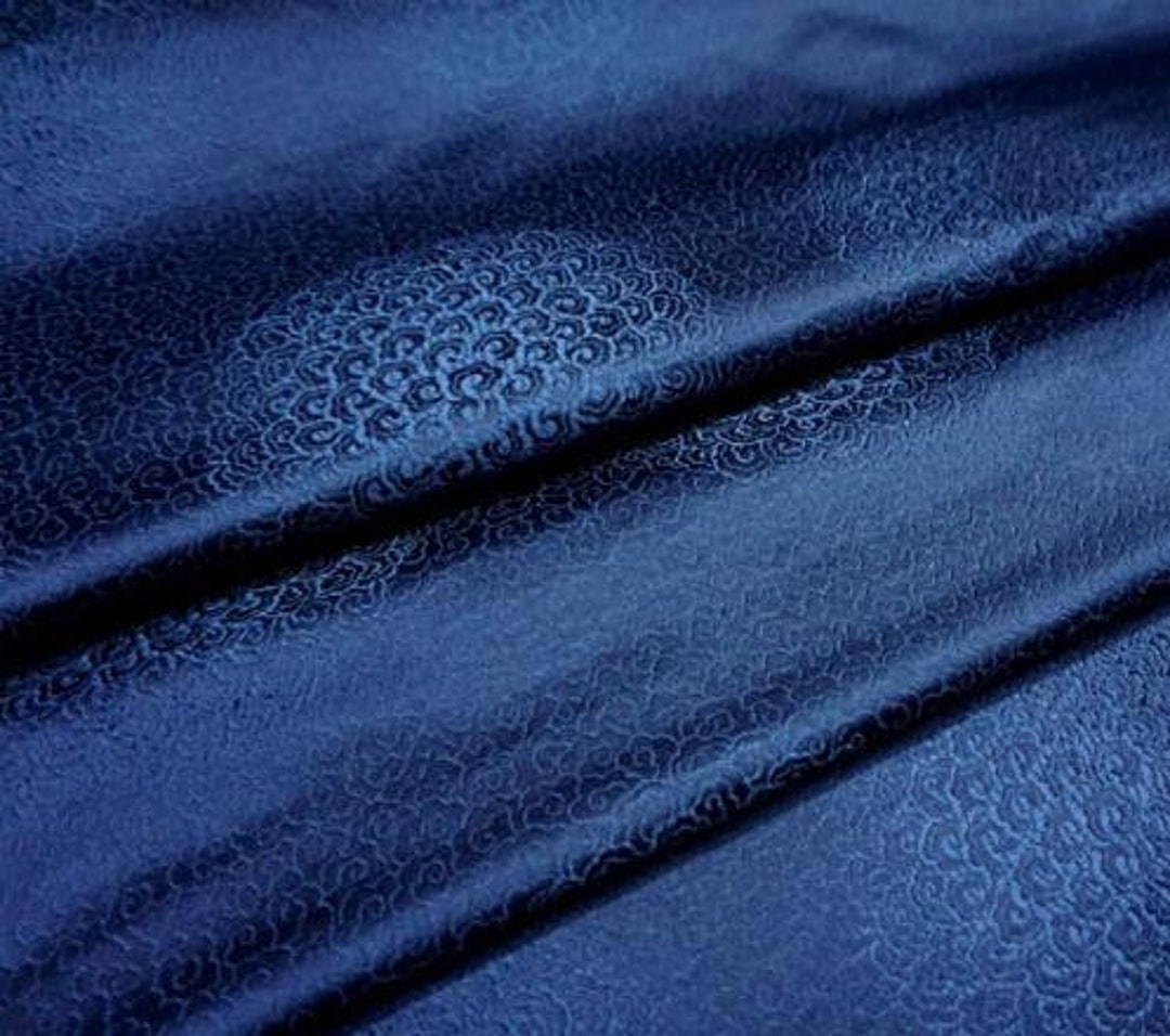 Navy Blue Color Brocade Fabric, Jacquard Brocade Fabric, by the Yard - Etsy