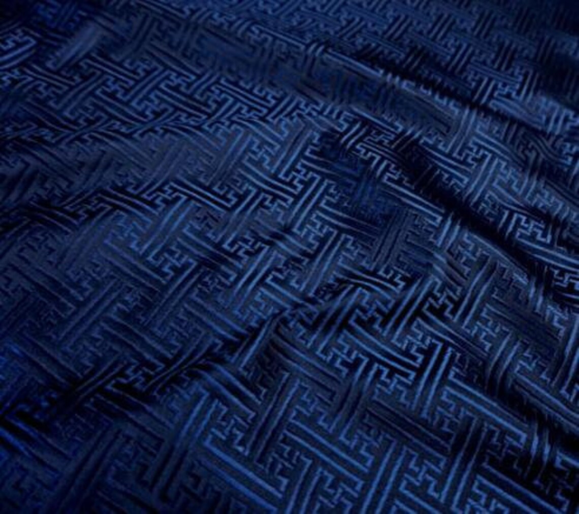 Navy Blue Color Brocade Fabric Jacquard Brocade Fabric by | Etsy