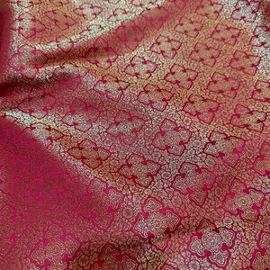 Wide Brocade Fabrc, Red Gold Color Brocade Satin Fabric, Ruyi Cloud ...