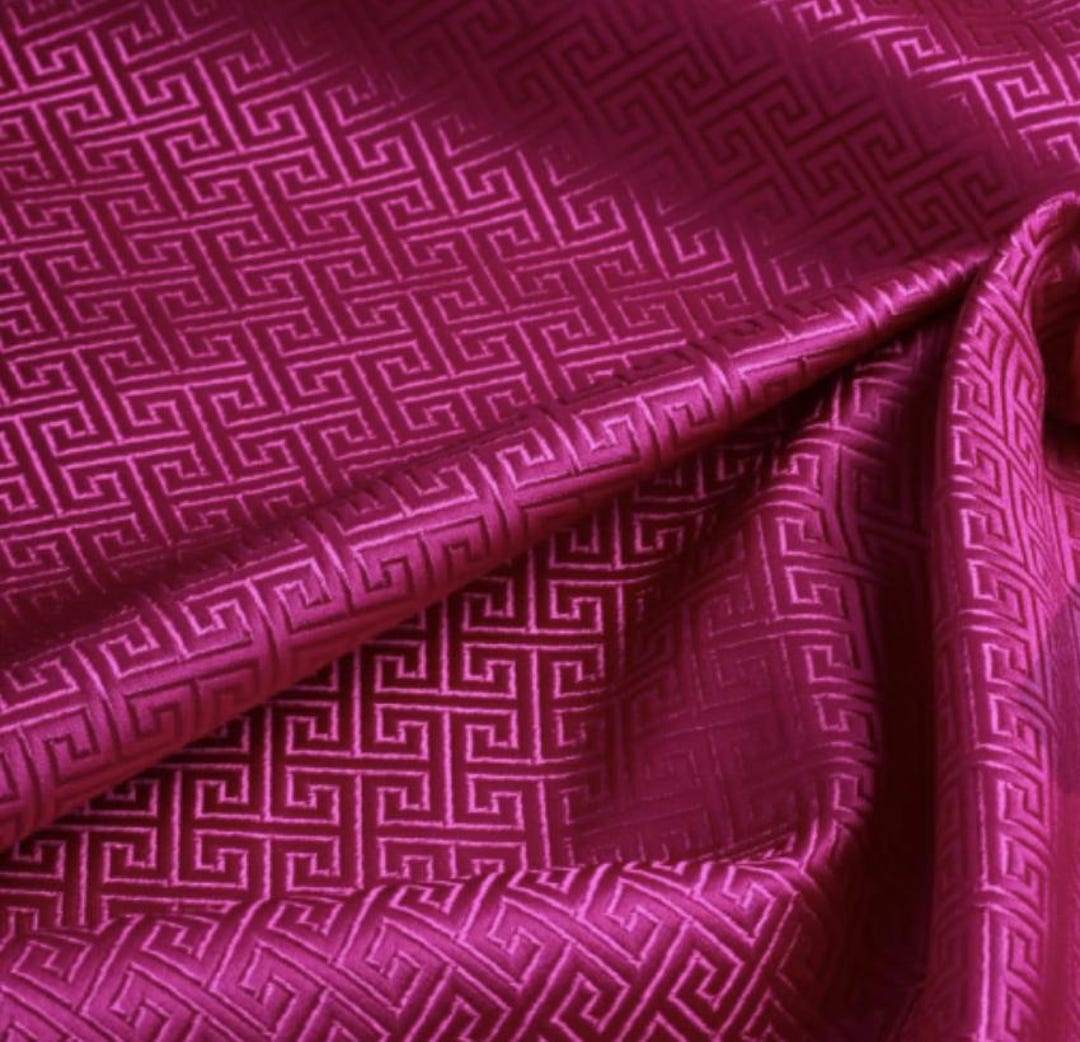 Rose Red Color Brocade Fabric, Jacquard Fabric, Suit Dress Fabric ...
