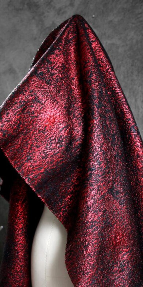 Black Red Color Jacquard Fabric Fashion Jacquard Jacke | Etsy
