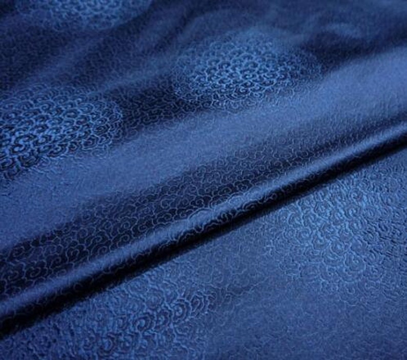 Navy Blue Color Brocade Fabric Jacquard Brocade Fabric by | Etsy