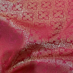 Wide Brocade Fabrc, Red Gold Color Brocade Satin Fabric, Ruyi Cloud ...