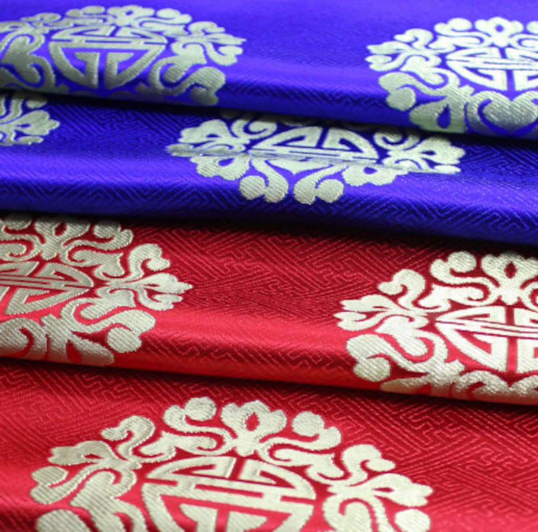 Tela de brocado de color rojo/azul dorado de 2 colores tela - Etsy México